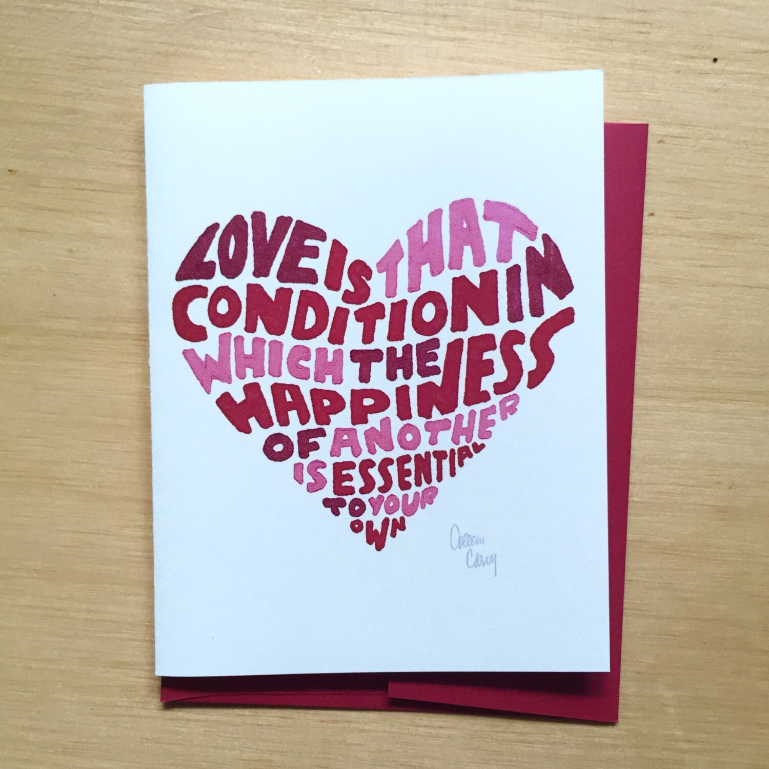 Hand-lettered Love Card, Heart Quote, Anniversary Card - Etsy