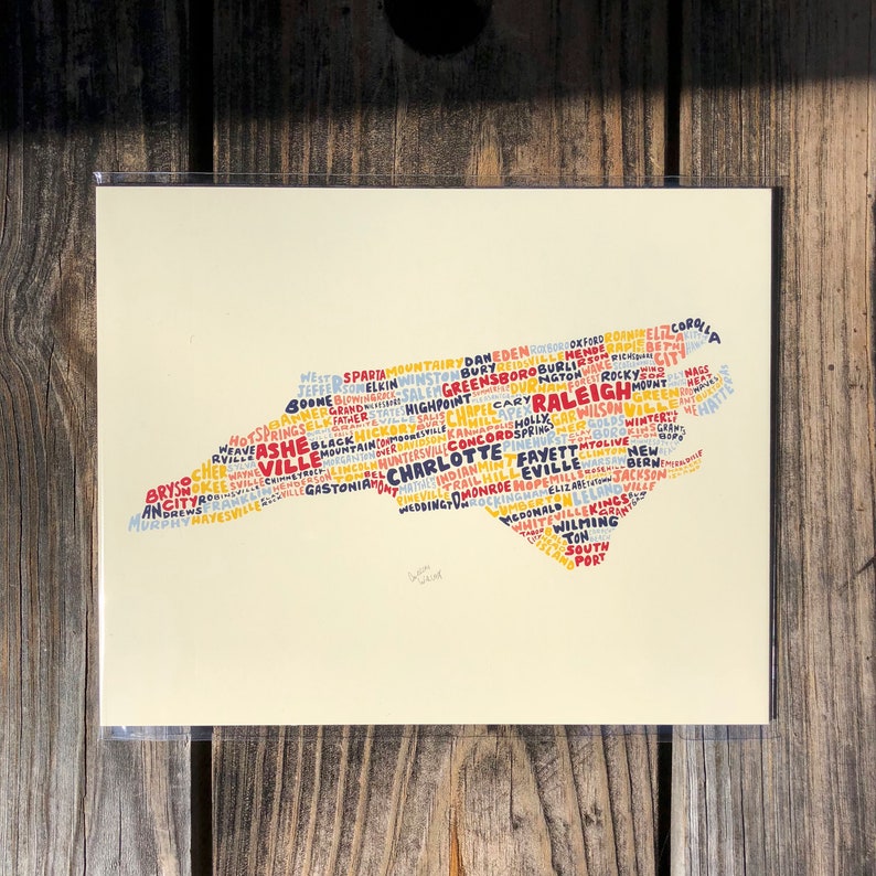 Hand-lettered North Carolina Print North Carolina Artwork | Etsy