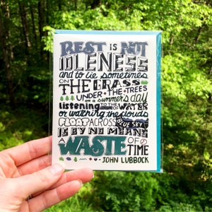 Hand-lettered Rest is Not Idleness Card, Inspirational Hand-lettered ...