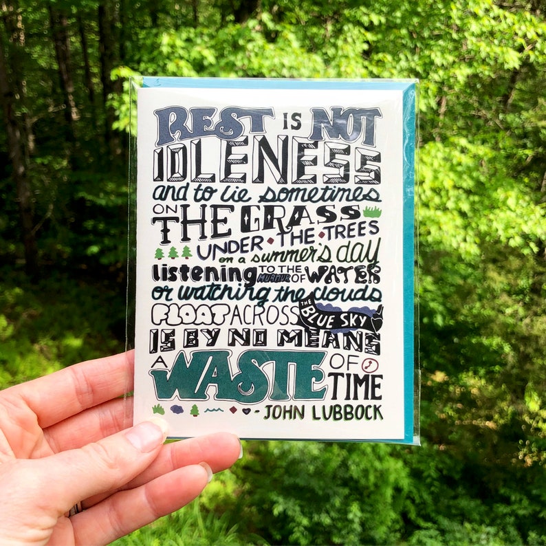 Hand-lettered Rest is Not Idleness Card, Inspirational Hand-lettered ...