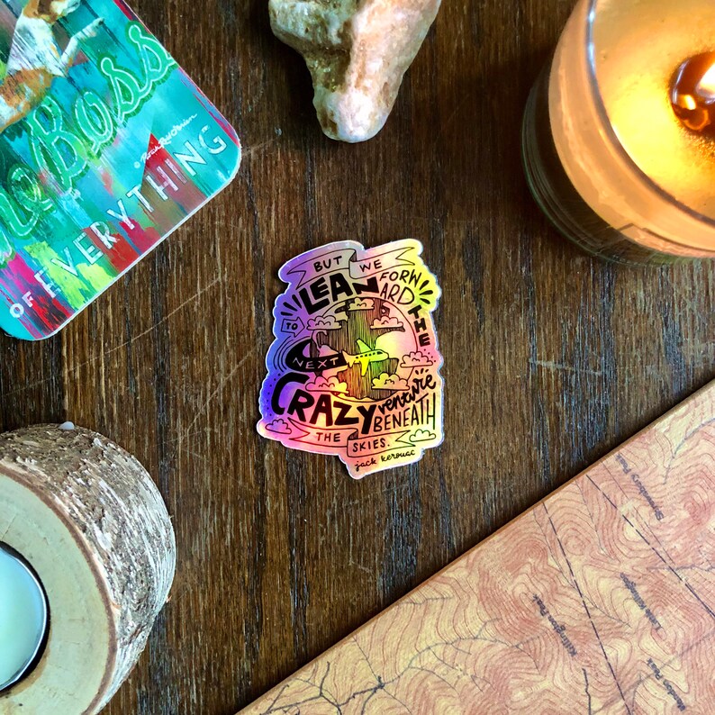 Hand-lettered Lean Forward Sticker Inspirational Holographic - Etsy