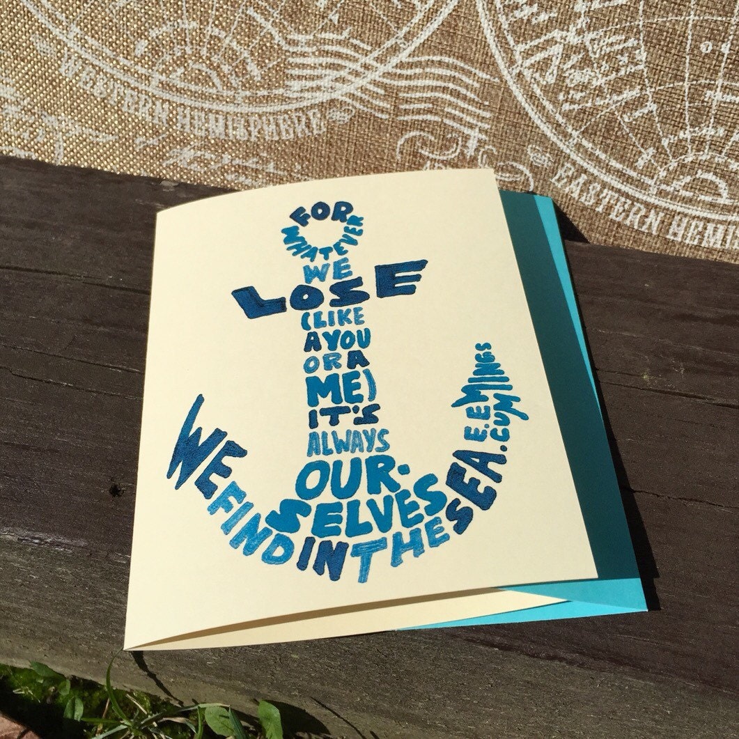 Hand-lettered Find in the Sea Card Anchor Card E.E. Cummings - Etsy