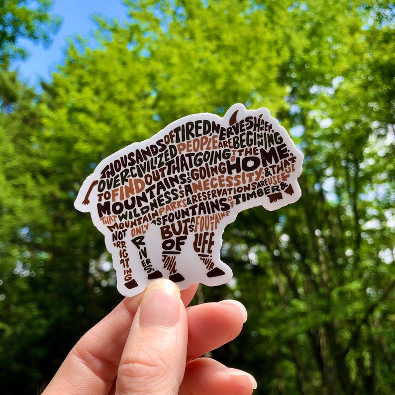 Hand-lettered Bison Sticker Bison Art Sticker John Muir | Etsy