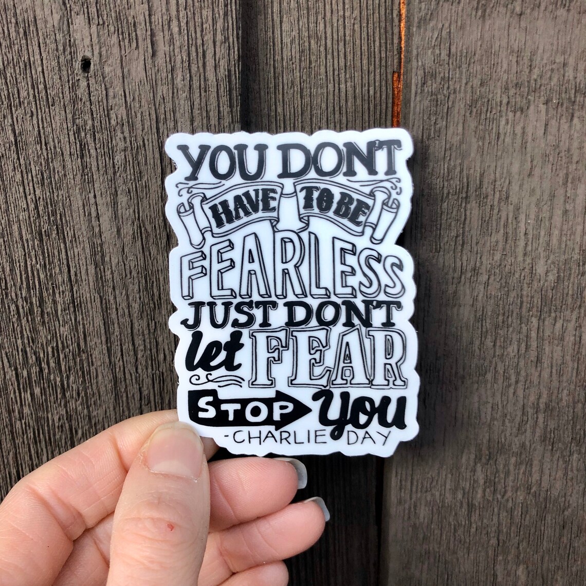 Hand-lettered Fearless Sticker Inspirational Sticker Be | Etsy