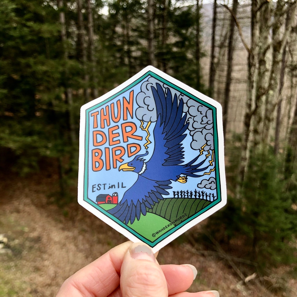 Hand-lettered Thunderbird Sticker, Illinois Art Sticker, Mythological ...