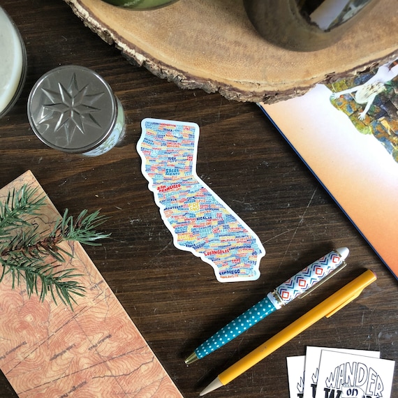 Hand-lettered California Sticker California Shape Sticker - Etsy