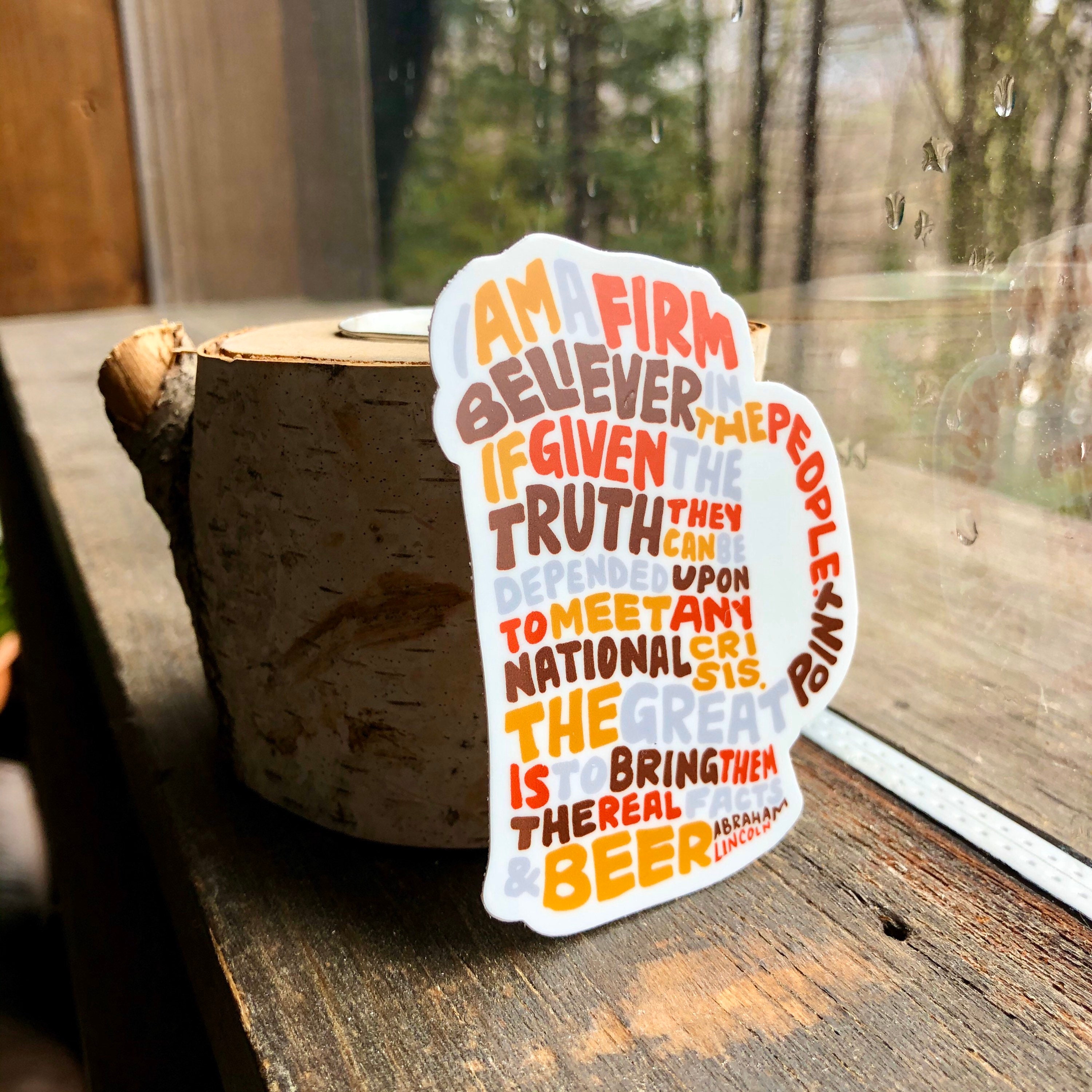 Hand-lettered Believer in Beer Sticker, Funny Beer Sticker, Abraham ...