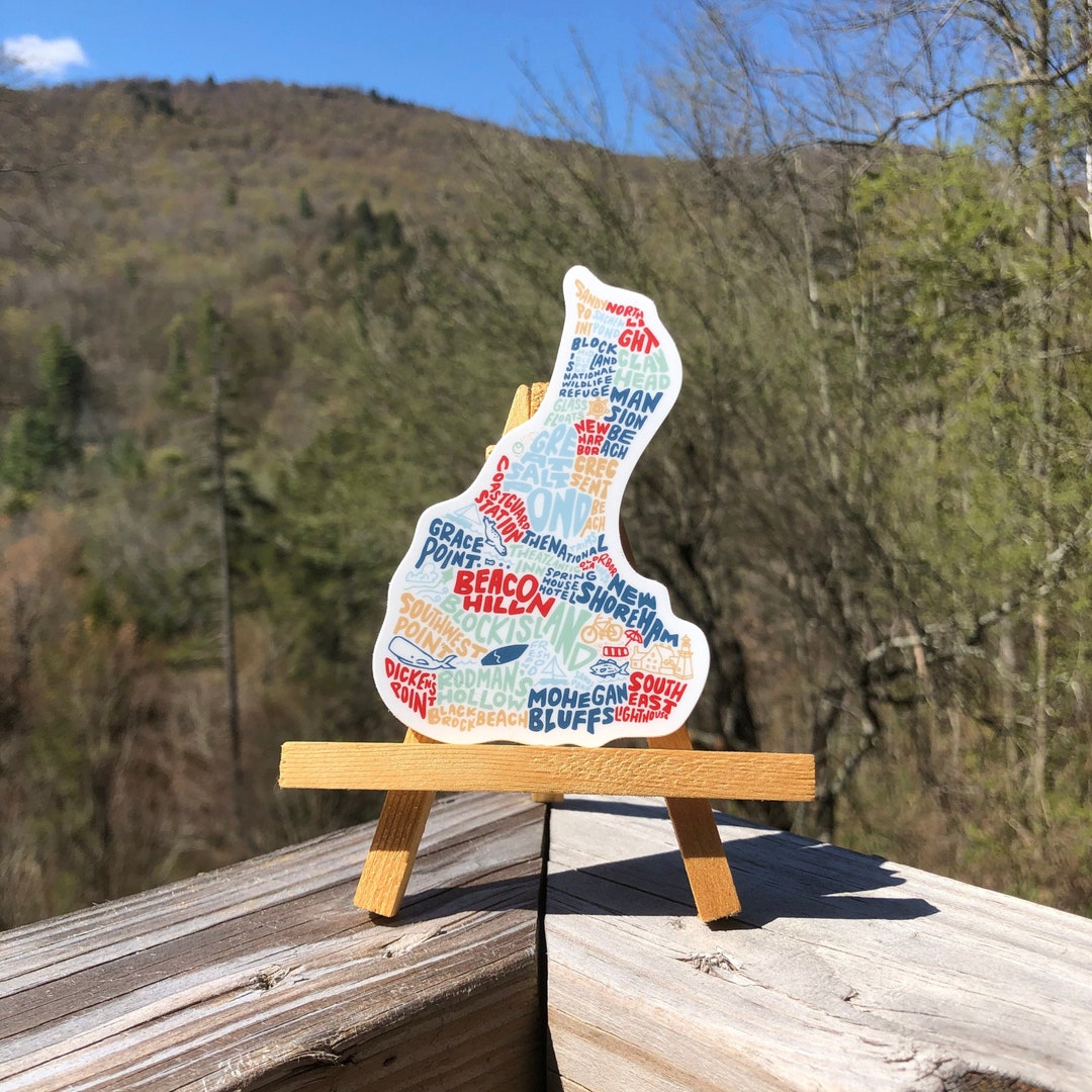 Hand-lettered Block Island Sticker, Block Island Shape Sticker, Block ...