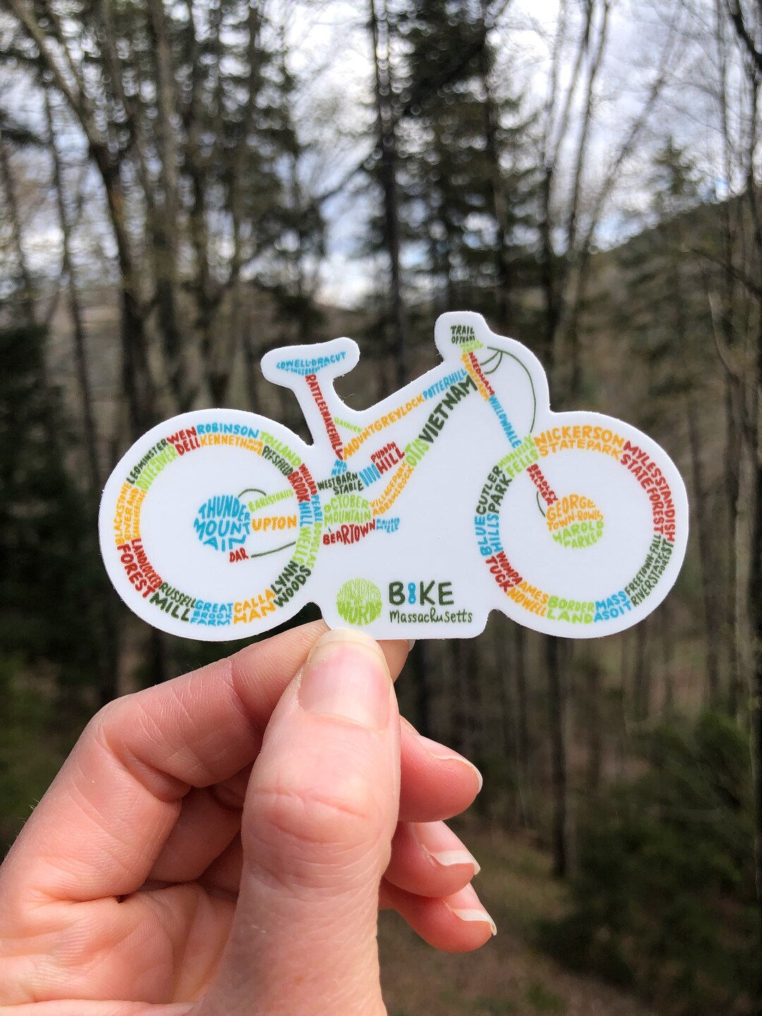 Hand-lettered Bike Massachusetts Sticker, Bike Sticker, Mountain Biker ...