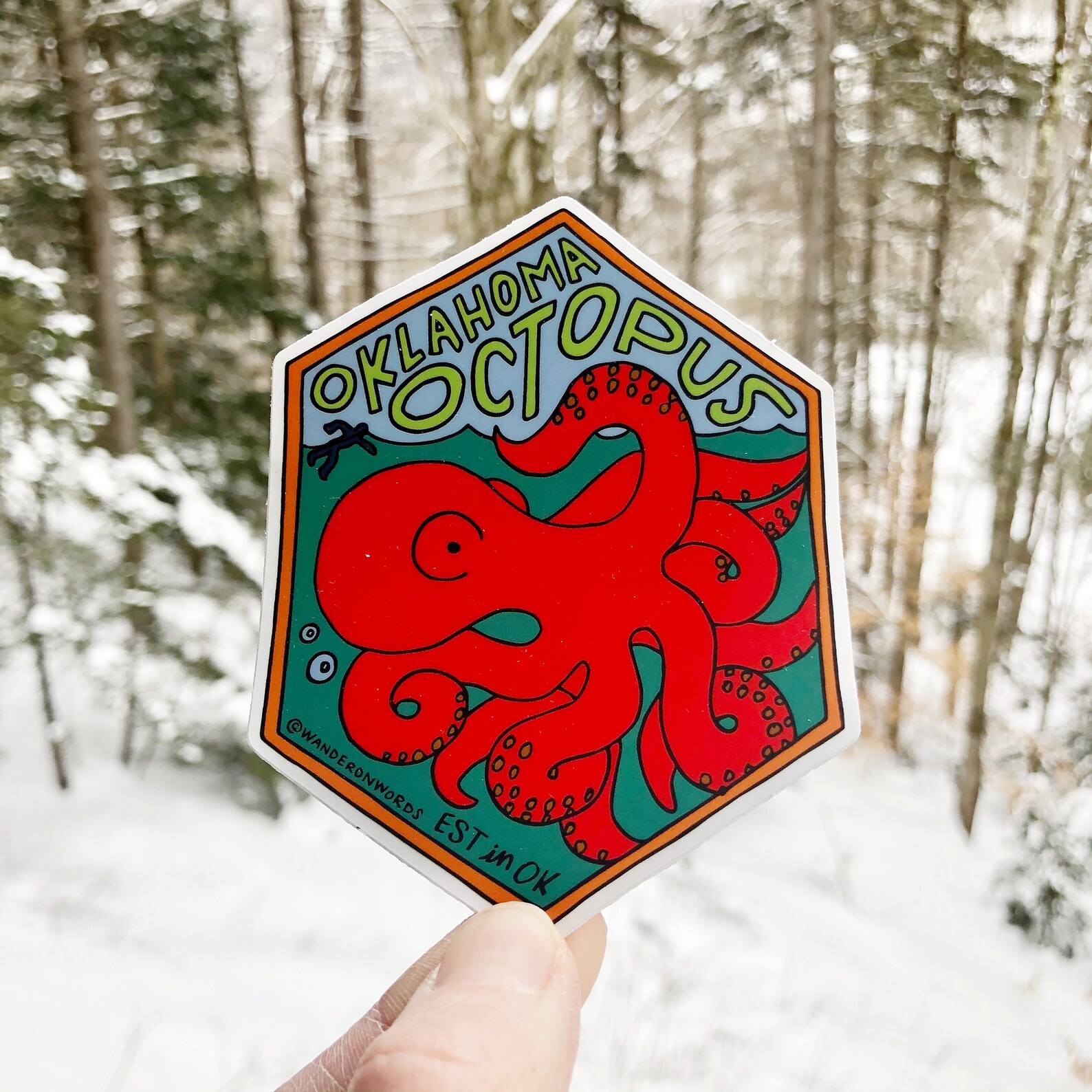 Hand-lettered Oklahoma Octopus Sticker Oklahoma Sticker - Etsy