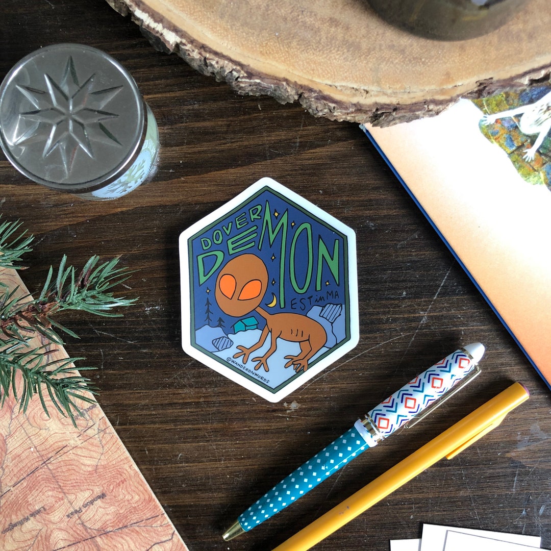 Hand-lettered Dover Demon Sticker, Massachusetts Sticker, Mythological ...