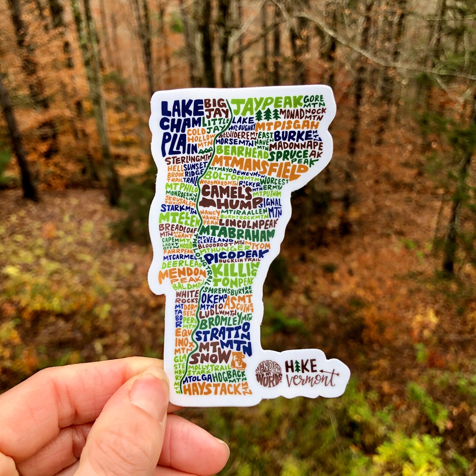 Hand-lettered Hike Vermont Sticker, Mountains of Vermont Sticker ...