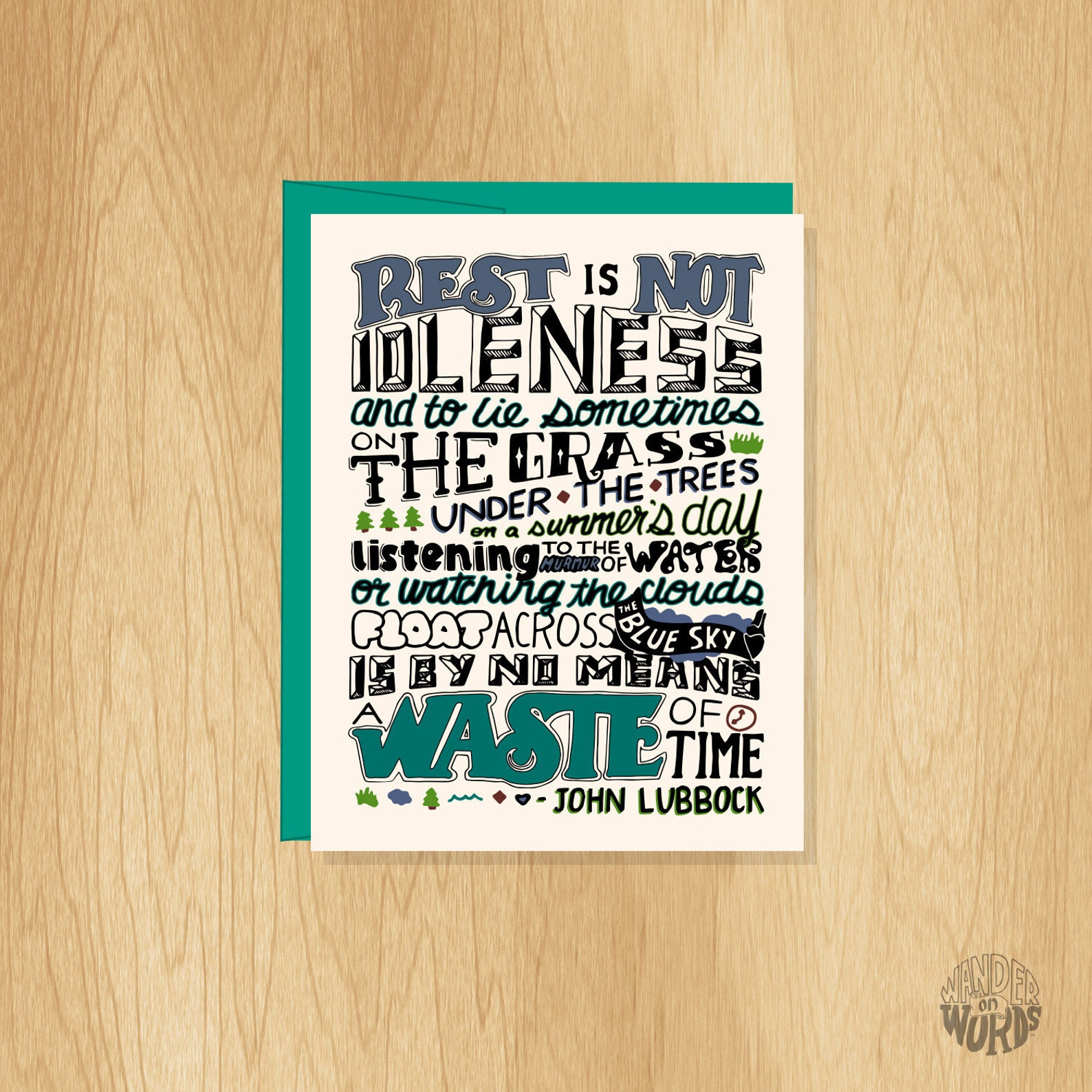 Hand-lettered Rest is Not Idleness Card, Inspirational Hand-lettered ...