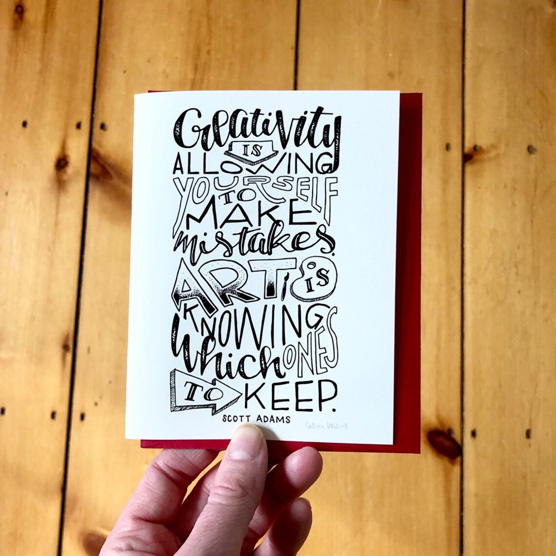 Hand-lettered Creativity is Art Card, Inspirational Lettering Card ...
