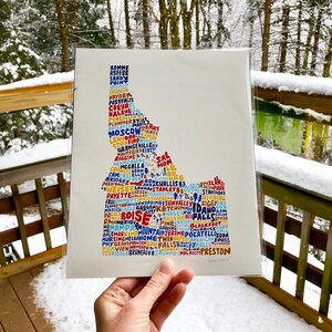 Hand-lettered Idaho Print, Idaho Art, Idaho Shape, Idaho Gift, Idaho ...