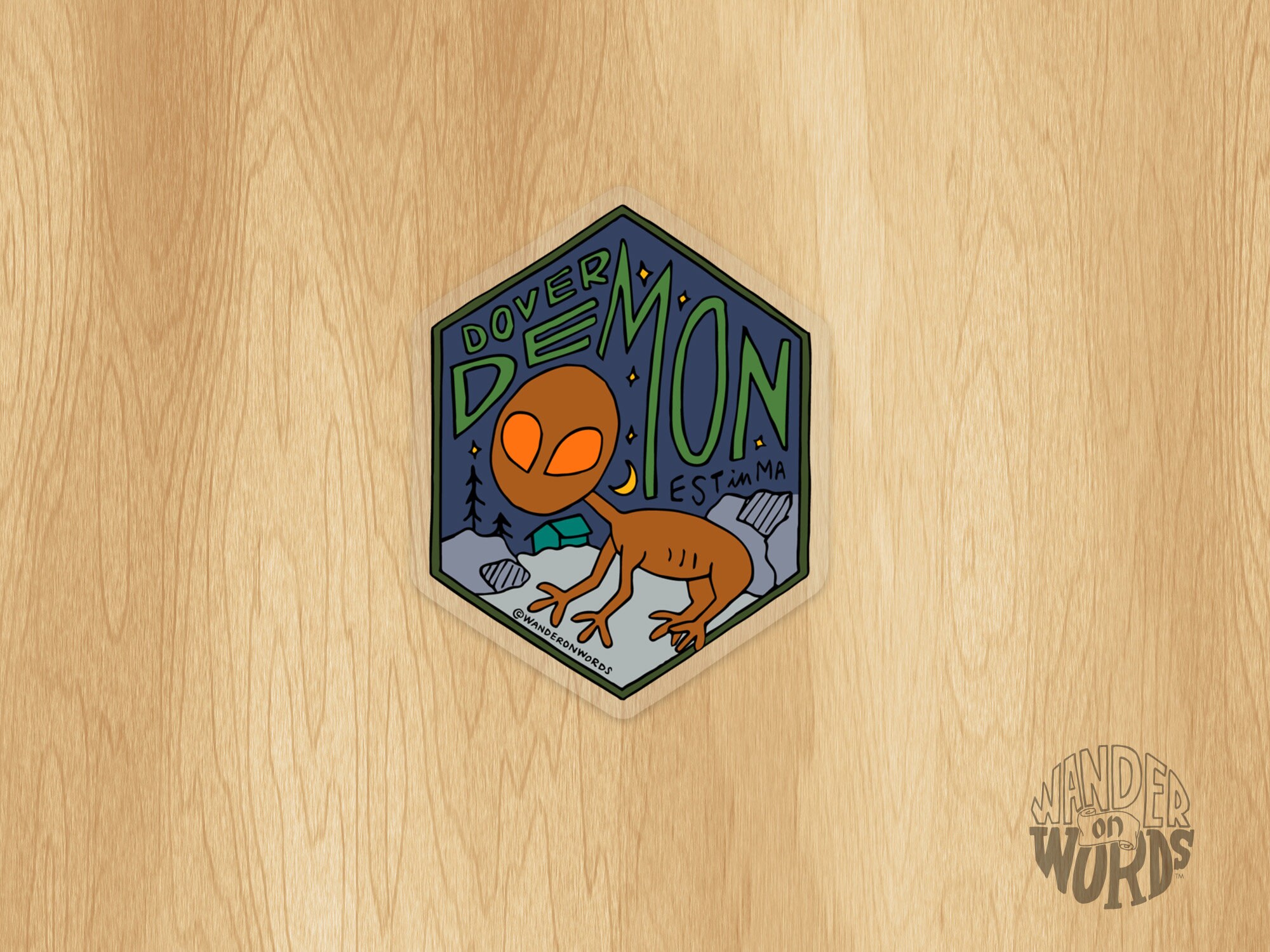 Hand-Lettered Dover Demon Sticker Massachusetts Sticker | Etsy