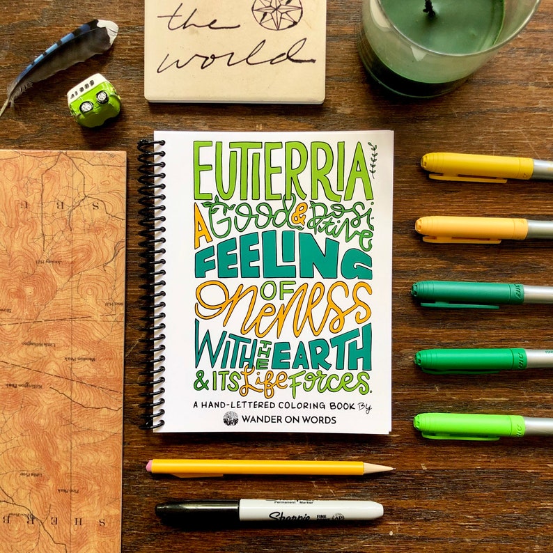 Hand-lettered Eutierra Wander on Words Coloring Book, Inspirational ...