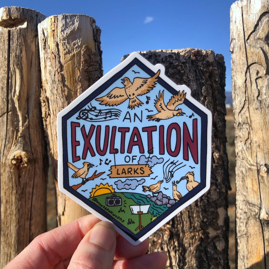 Exultation of Larks Sticker, Animal Collective Noun Sticker, Lark ...