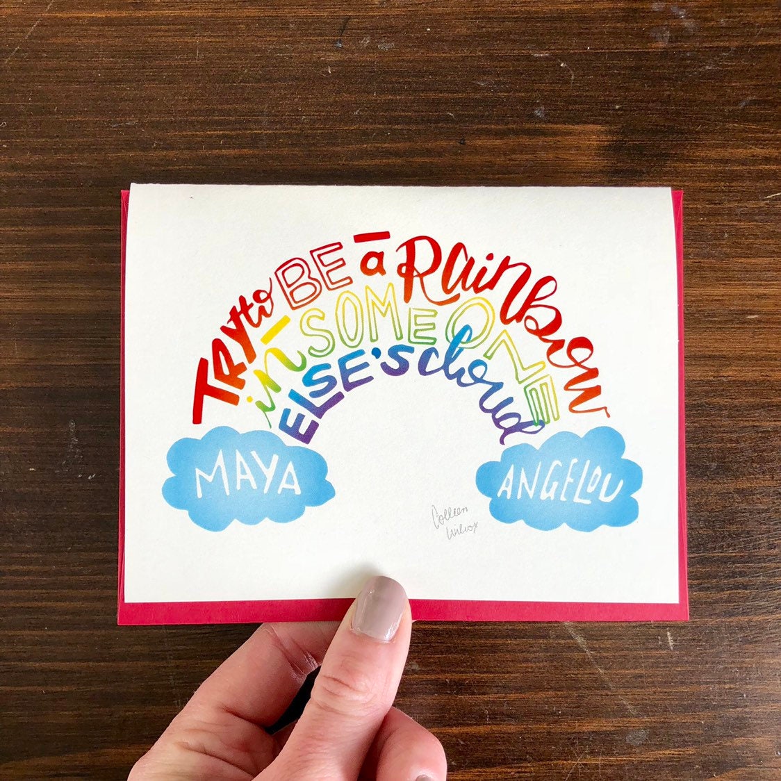 Hand-lettered Rainbow Card Inspirational Card Rainbow Shape | Etsy