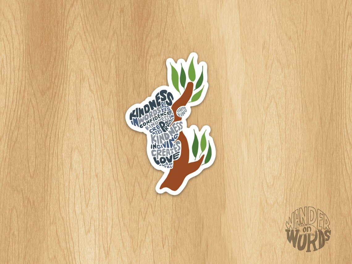 Hand-lettered Koala Kindness Sticker, Inspirational Sticker, Koala ...