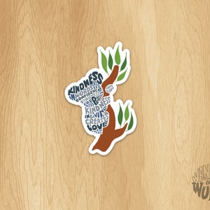 Hand-lettered Koala Kindness Sticker, Inspirational Sticker, Koala ...
