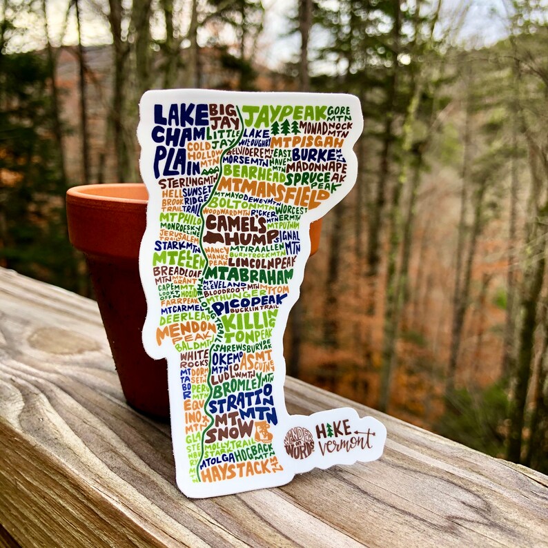 Hand-lettered Hike Vermont Sticker Mountains of Vermont | Etsy