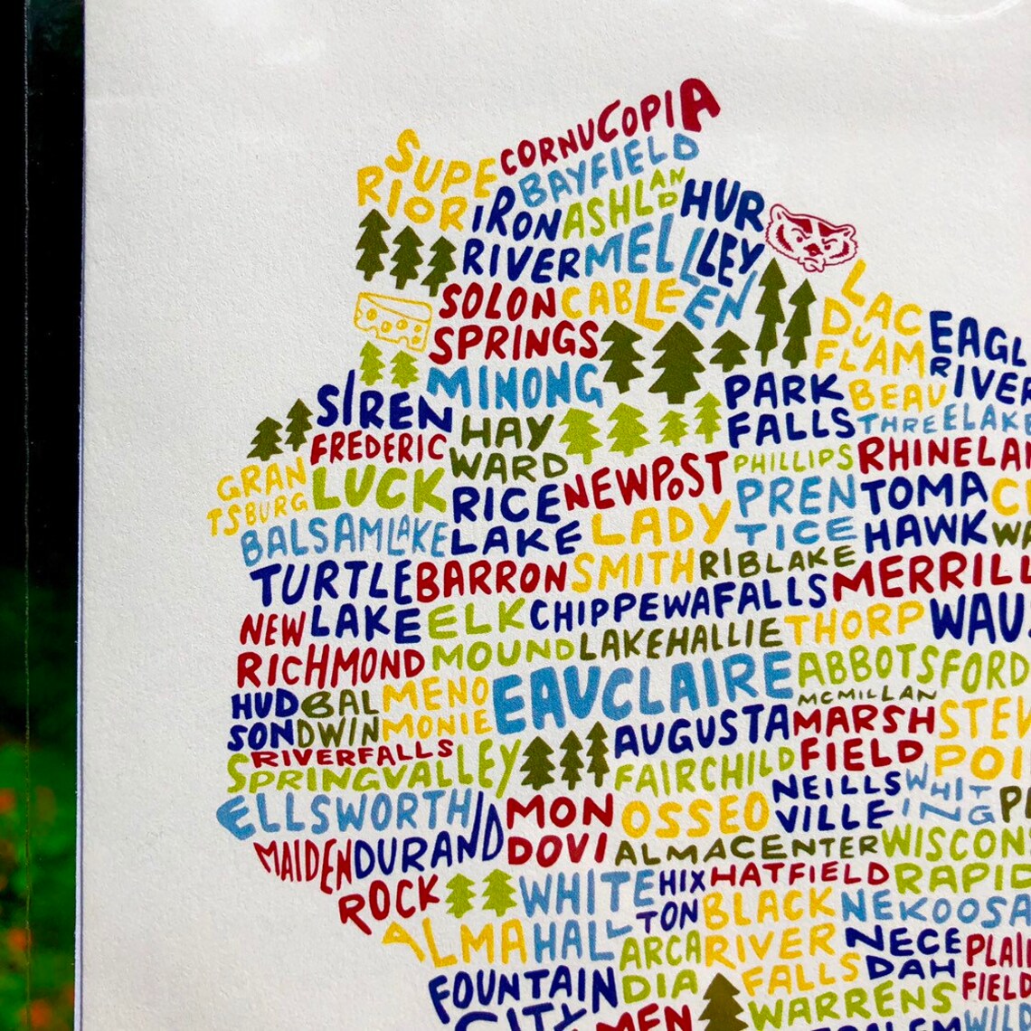 Hand-Lettered Wisconsin Card Wisconsin Gift Wisconsin Shape | Etsy