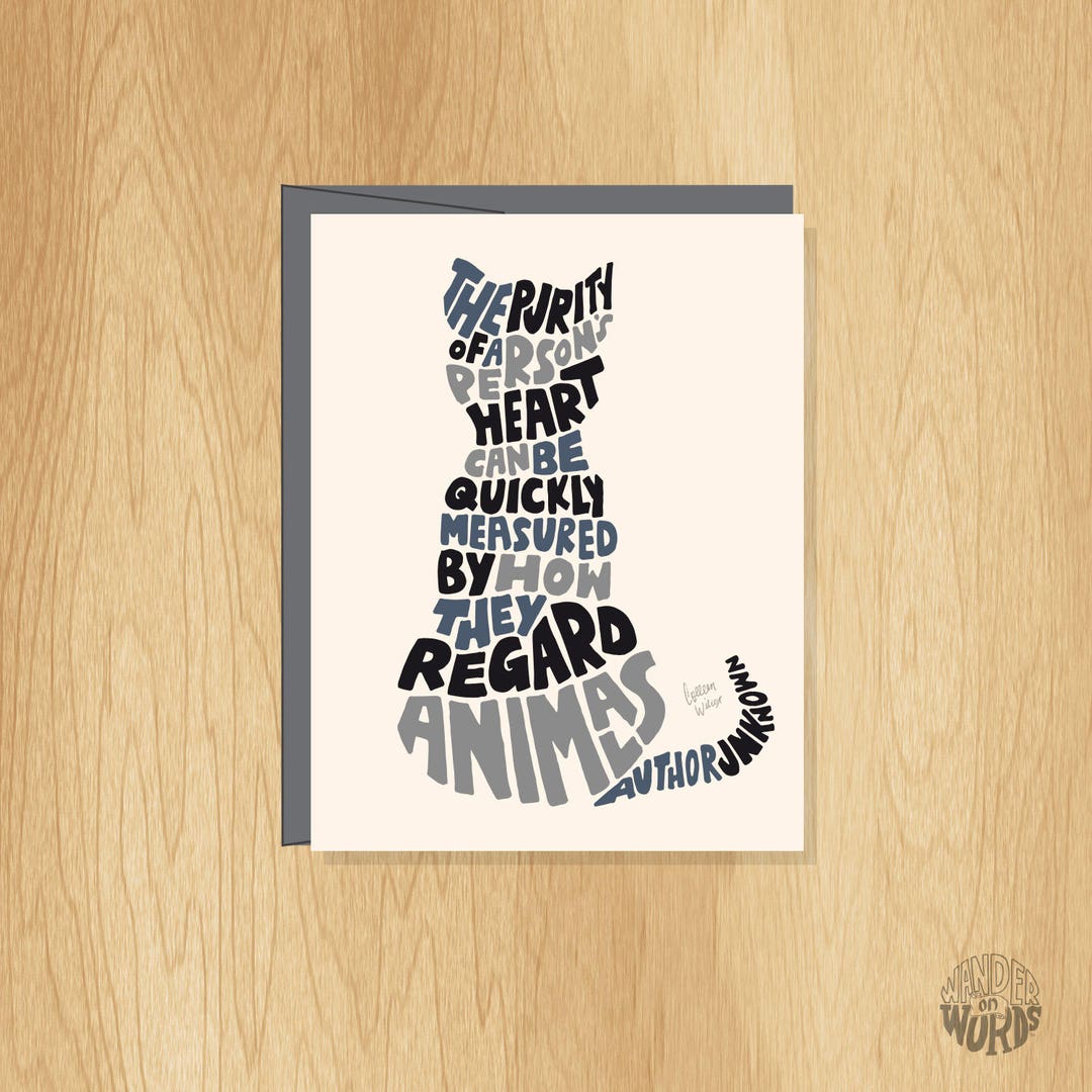 Hand-lettered Cat Shape Animal Quote Card, Cat Card, Cat Lover Card ...
