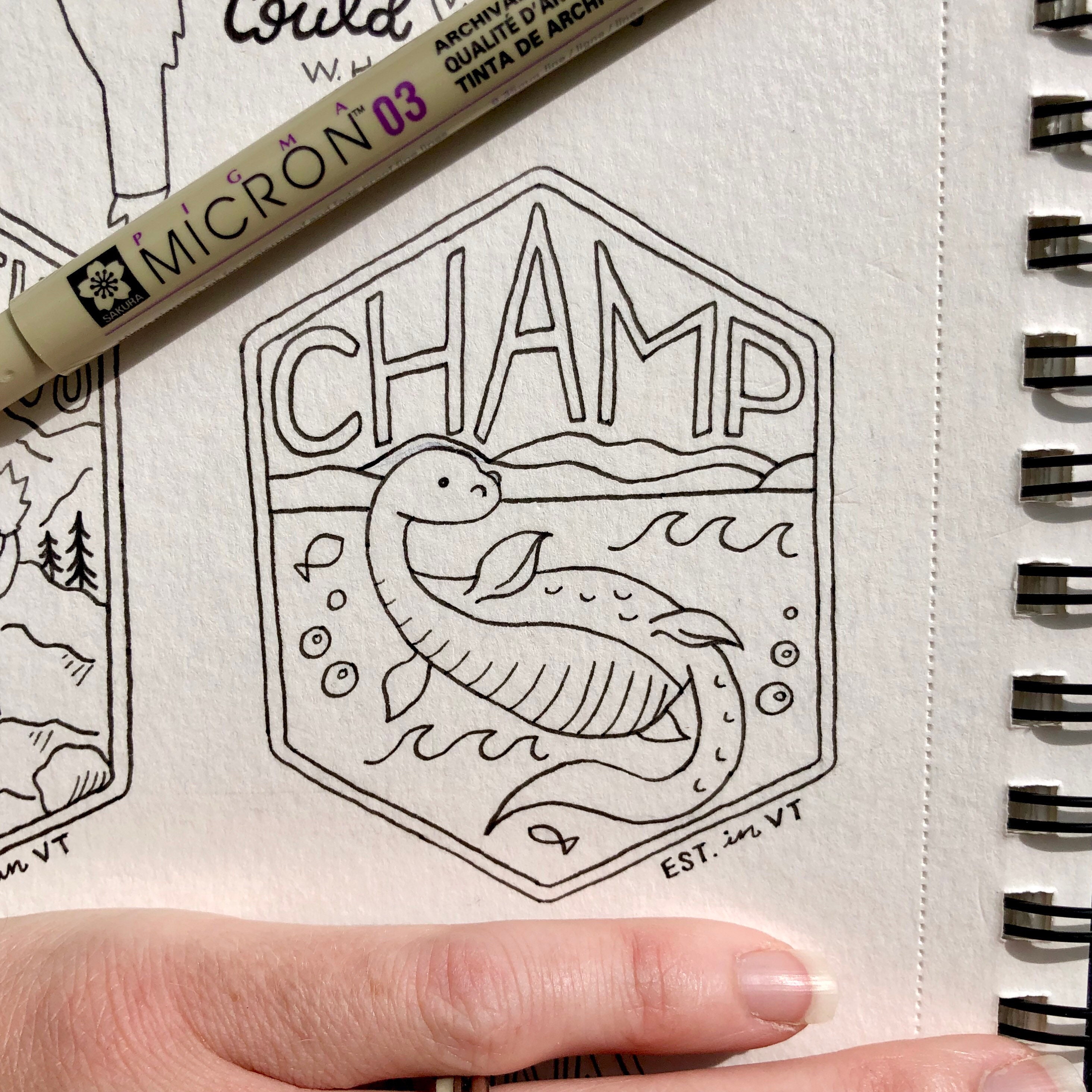 Hand-lettered Champ Sticker Vermont Sticker Mythological | Etsy