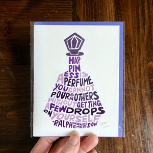 Hand-lettered Happiness Perfume Card, Inspirational Lettering Card ...