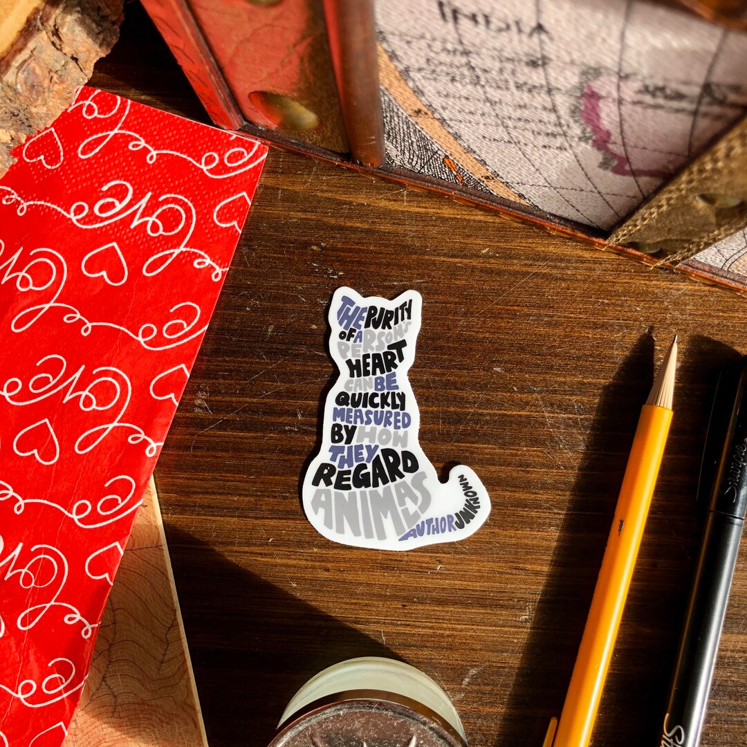 Hand-lettered Cat Sticker, Inspirational Sticker, Animal Sticker ...