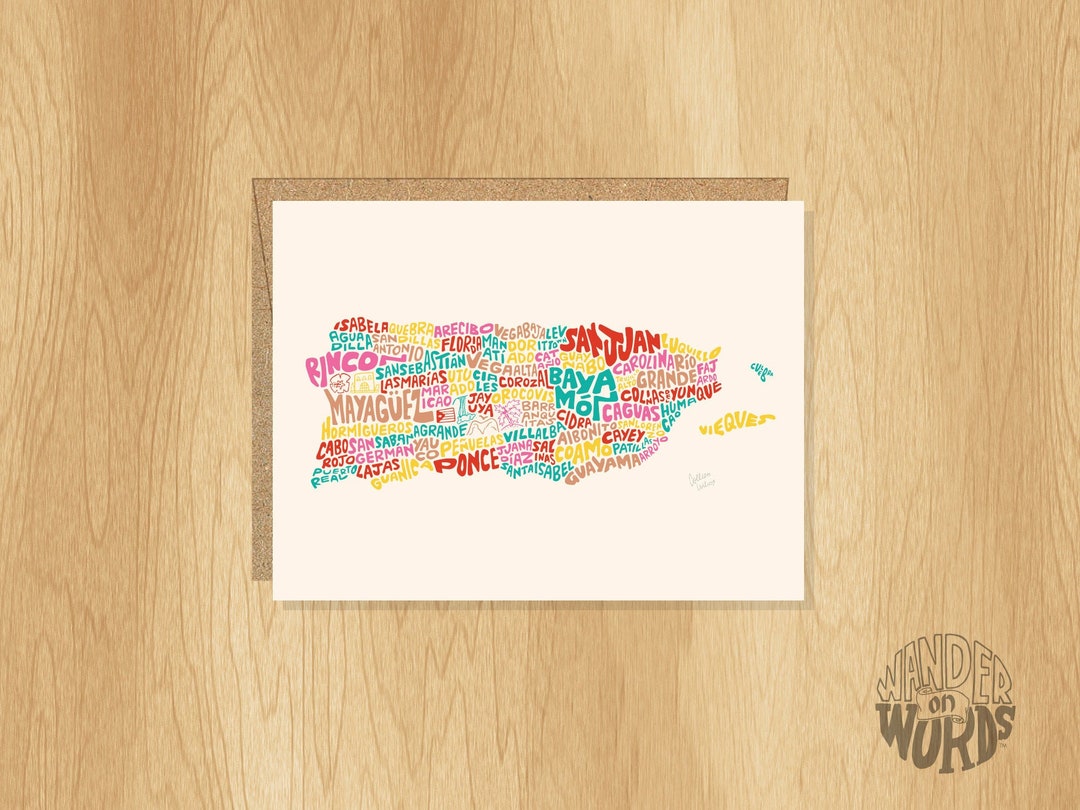 Hand-lettered Puerto Rico Card, Puerto Rico Design, Puerto Rico Gift ...
