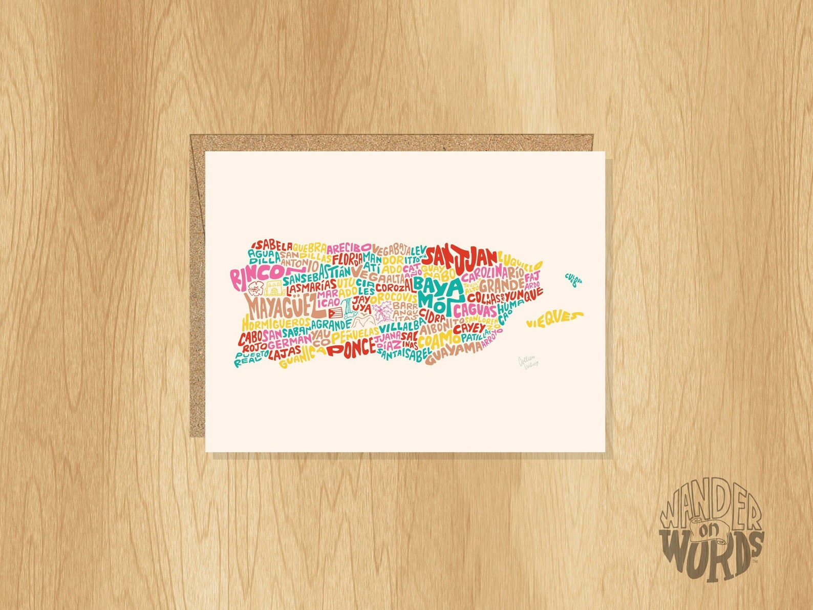 Hand-lettered Puerto Rico Card, Puerto Rico Design, Puerto Rico Gift ...