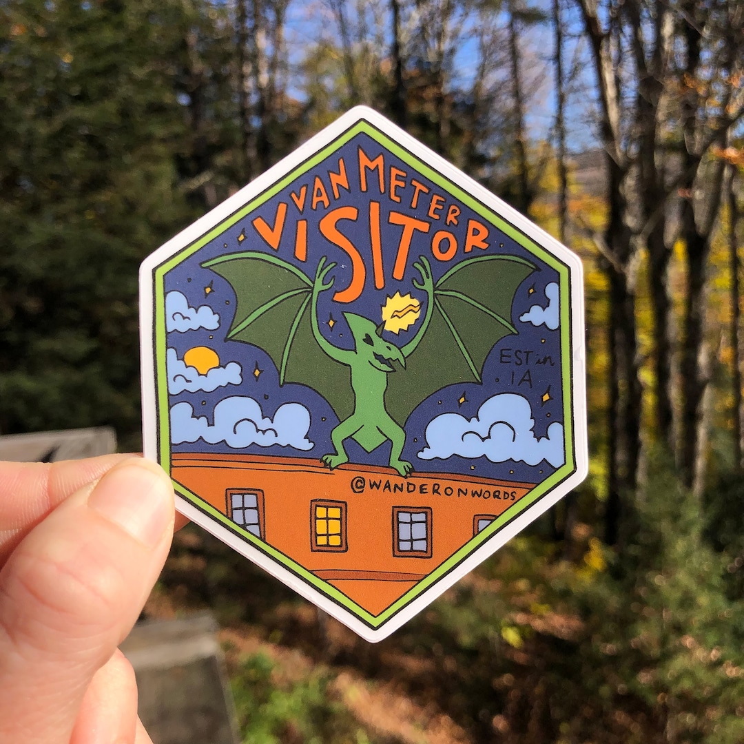 Hand-lettered Van Meter Visitor Sticker, Iowa Art Sticker, Mythological ...