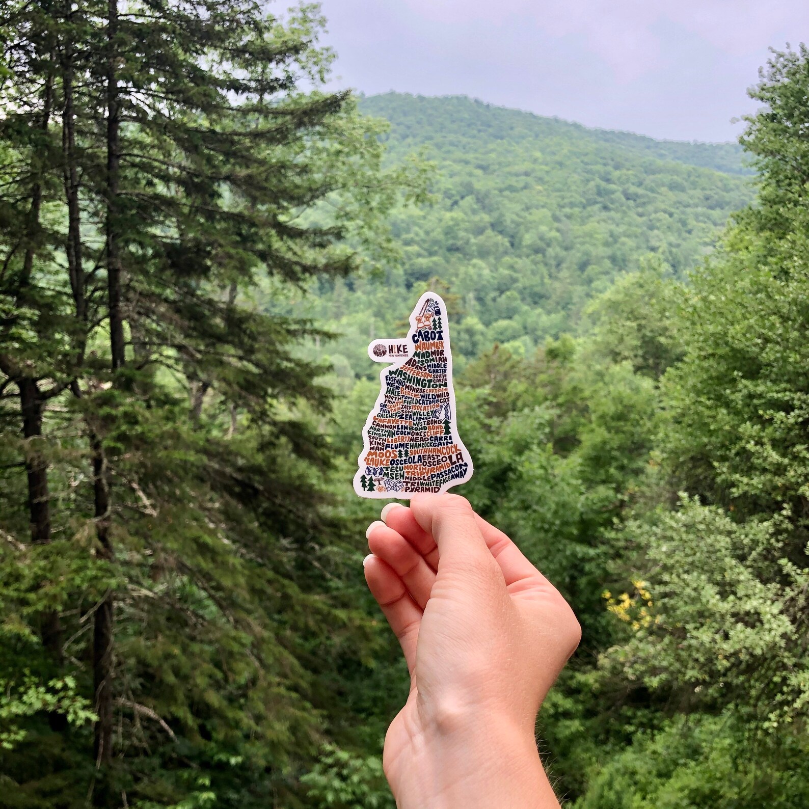 Hand-lettered Hike New Hampshire Sticker, Mountains of New Hampshire ...
