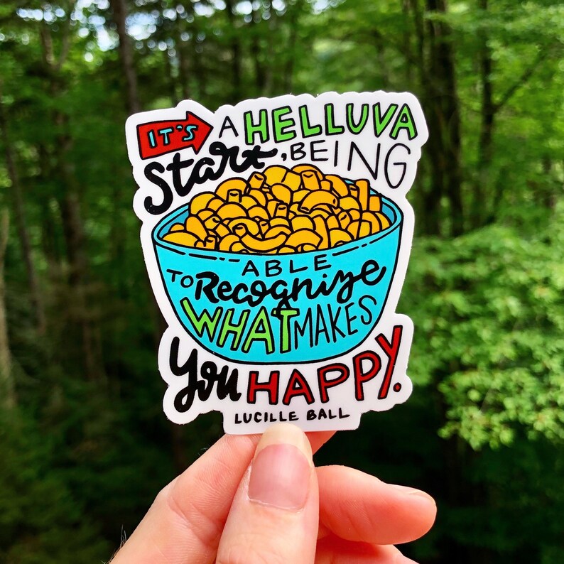 Hand-lettered Macaroni Makes Me Happy Sticker Macaroni and - Etsy