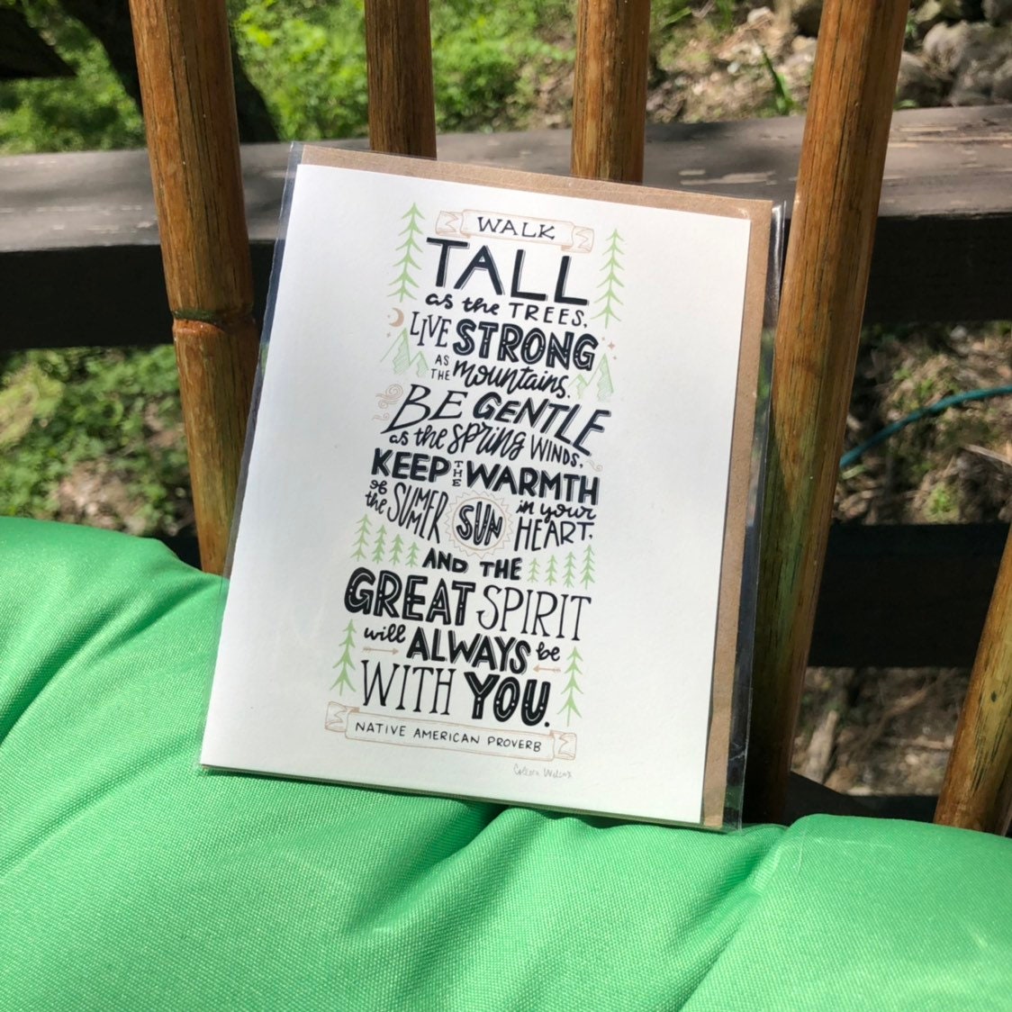 Hand-lettered Walk Tall Card, Inspirational Hand-lettered Card, Native ...