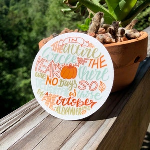 Hand-lettered Clear Fine October Sticker, October Lover Sticker ...