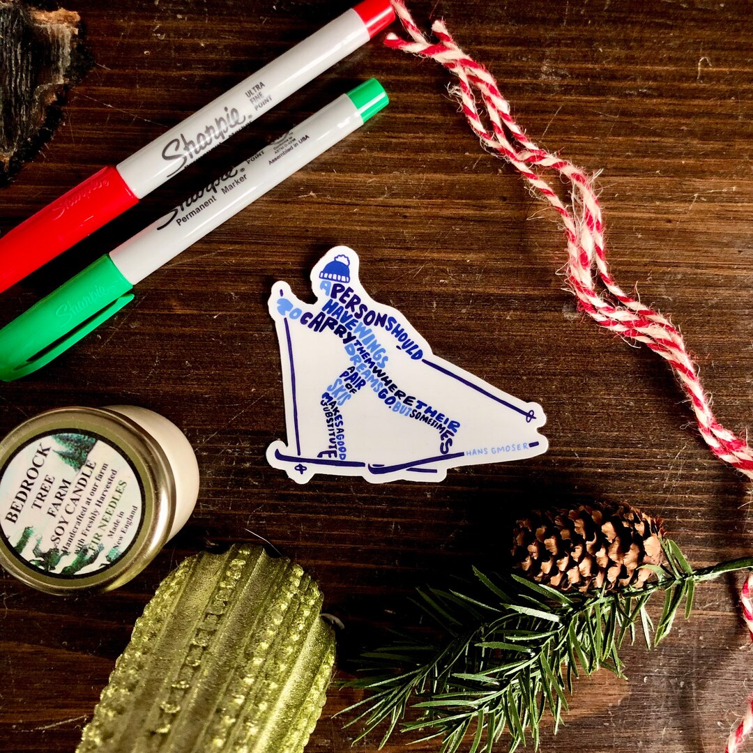 Hand-lettered Nordic Skier Sticker, Cross Country Skiing Sticker ...