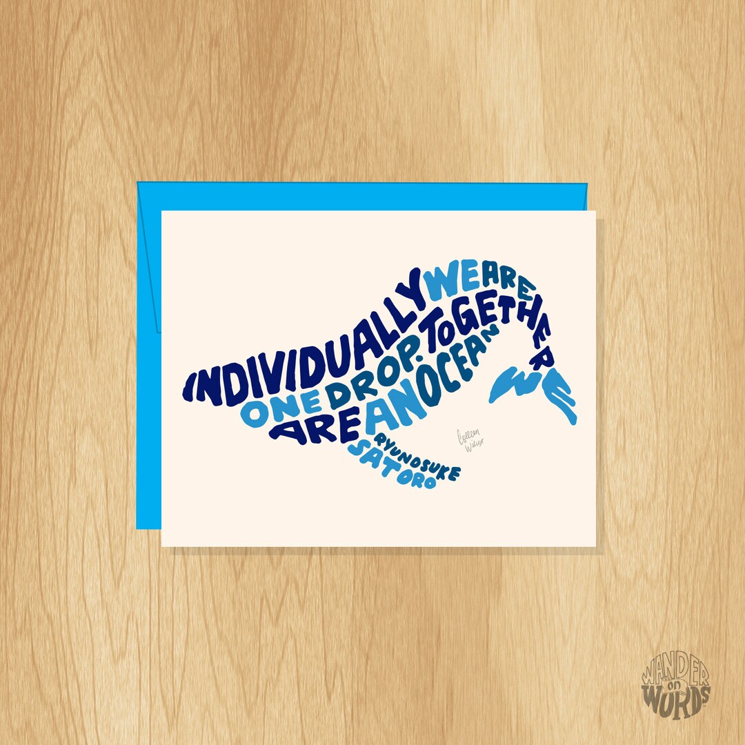 Hand-lettered Ocean Whale Shape Card, Ocean Card, Love Card ...