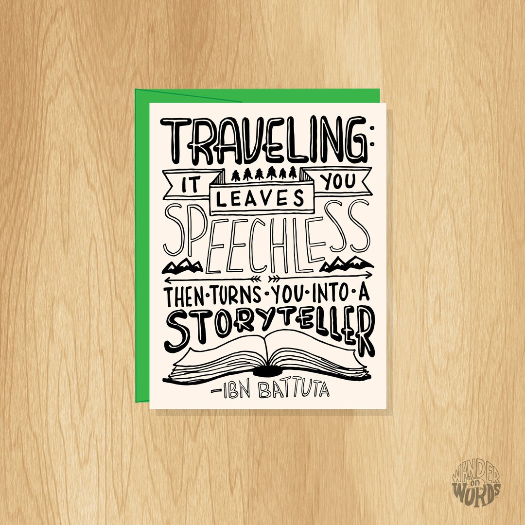 Hand-lettered Traveling Card, Travel Card, Storyteller Card, Travel ...