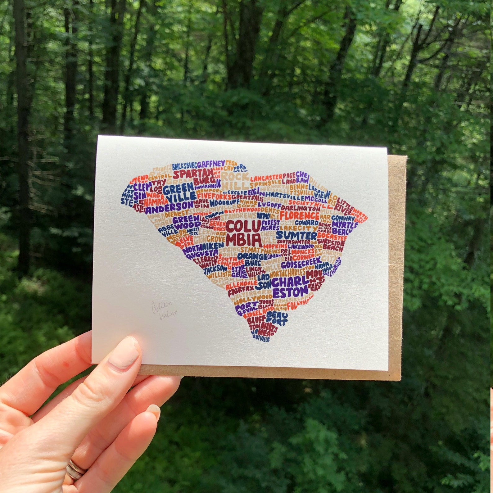 Hand-lettered South Carolina Card South Carolina Gift South - Etsy