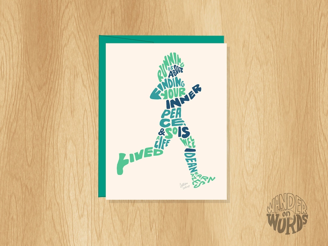Hand-lettered Running Card, Runner Card, Blank Card, Friend Card, Any ...
