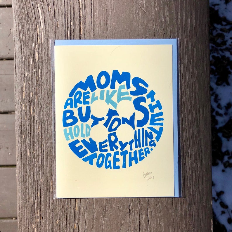 Hand-lettered Moms Are Like Buttons Card Mother Card Mother | Etsy