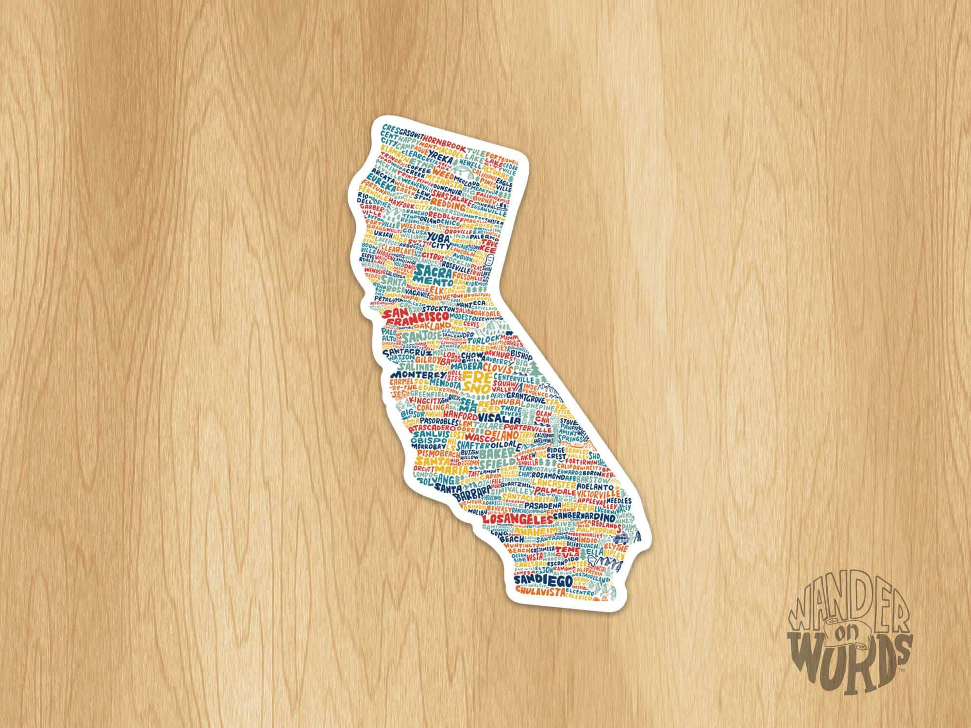 Hand-Lettered California Sticker California Shape Sticker | Etsy