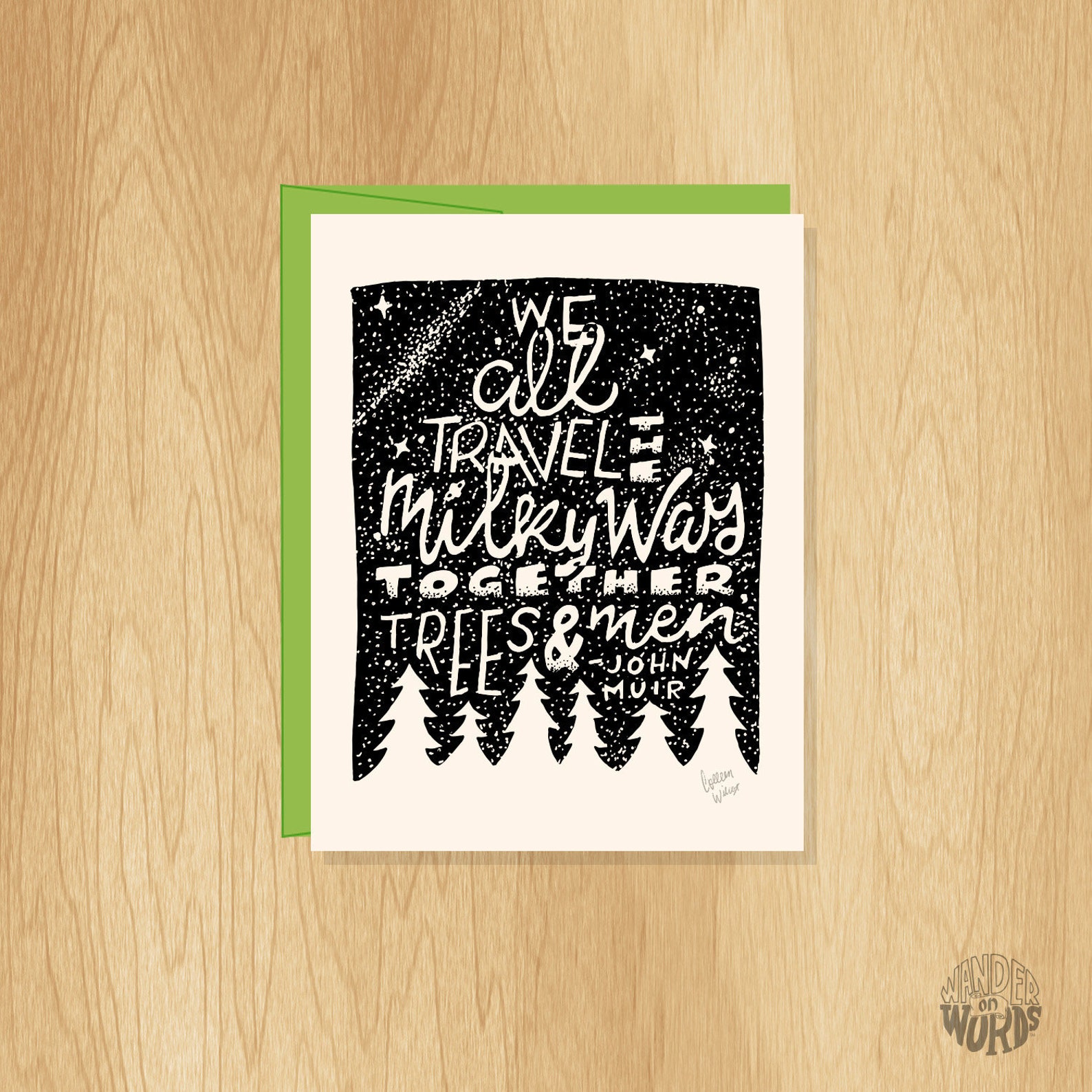 Hand-lettered Milky Way Muir Card John Muir Quote Card | Etsy