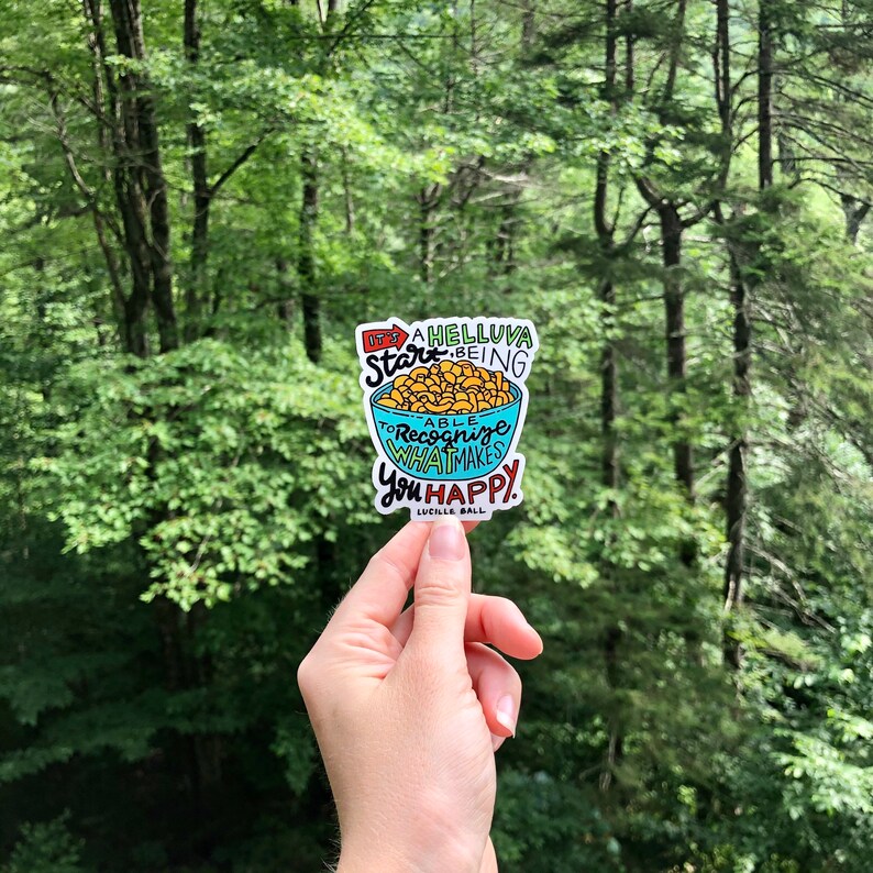 Hand-lettered Macaroni Makes Me Happy Sticker Macaroni and - Etsy