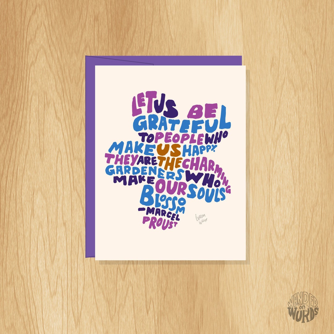 Hand-lettered Let Us Be Grateful Flower Card, Thank You Card, Gratitude ...