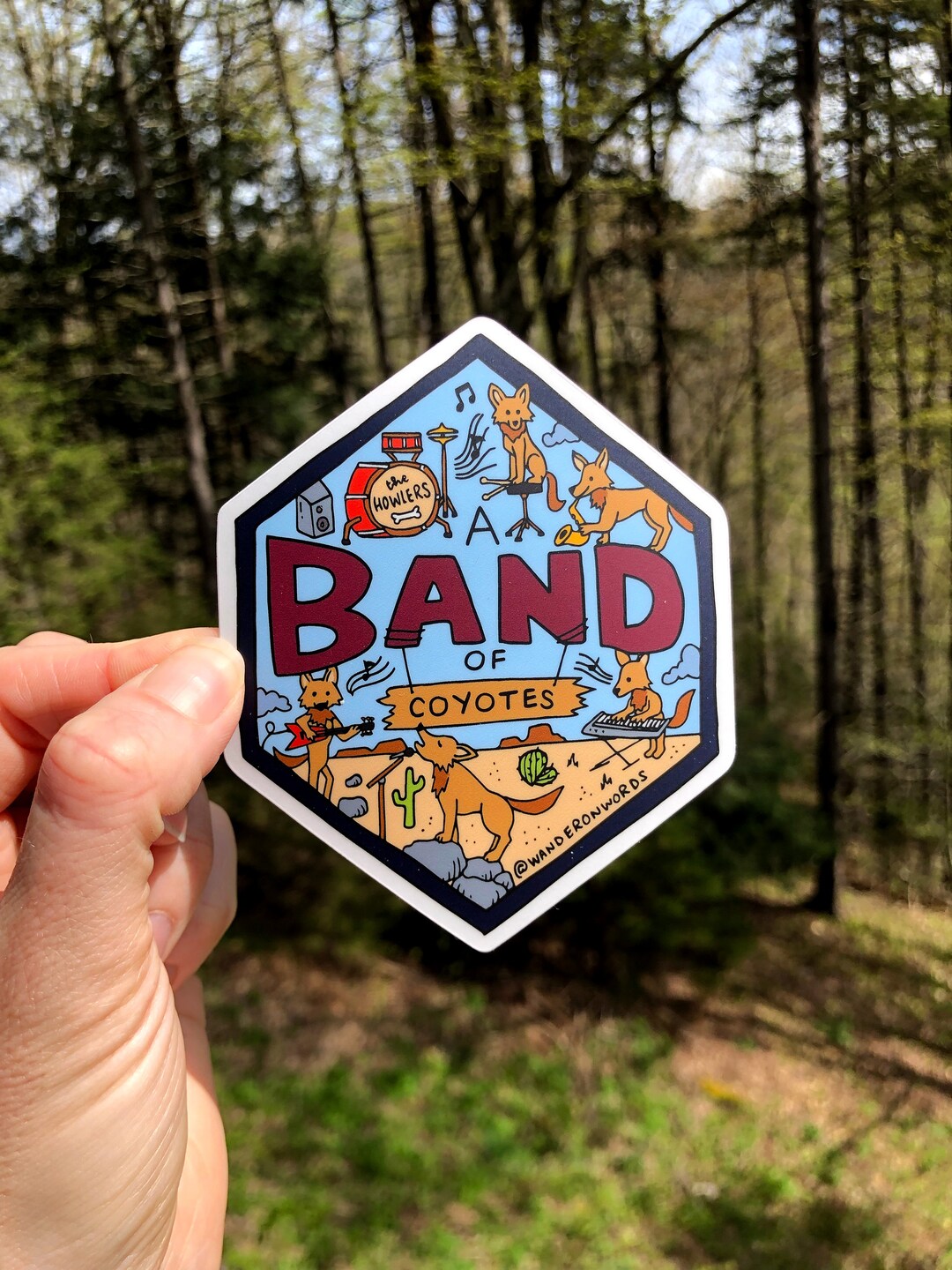 Band of Coyotes Sticker, Animal Collective Noun Sticker, Coyote Sticker ...