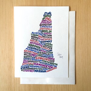 Hand-lettered New Hampshire Card, New Hampshire Shape Card, New ...